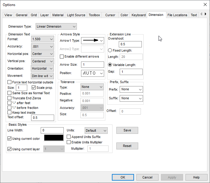 Dimension Options - DesignCAD 2021 User Guide